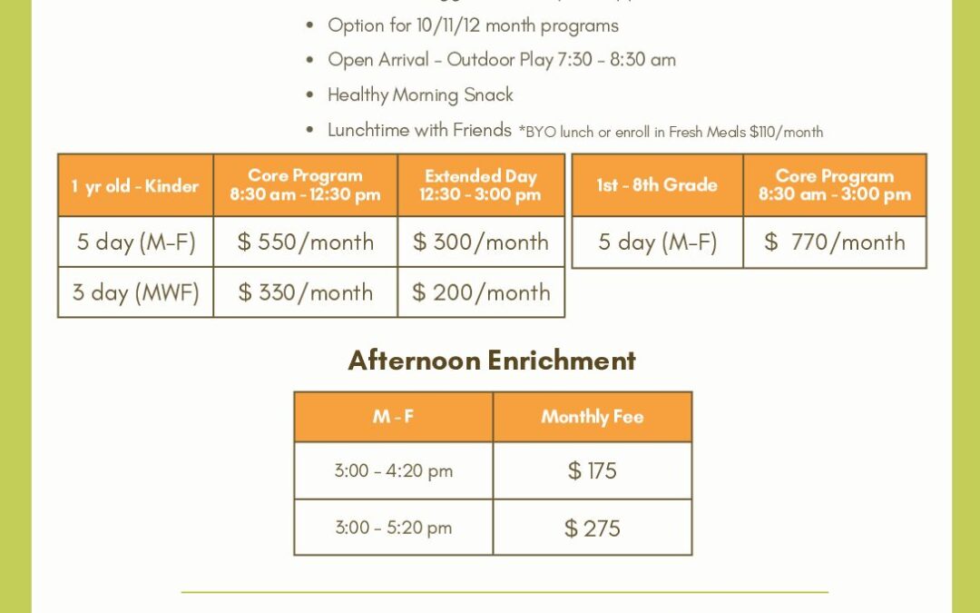 2024-2025 FPE Tuition & Fees | First Presbyterian Preschool